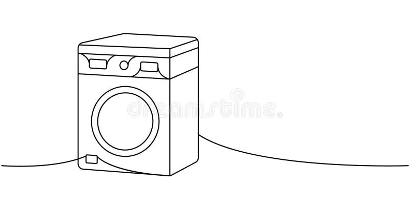 Washing Machine One Line Continuous Drawing. Cleaning Service Tools ...