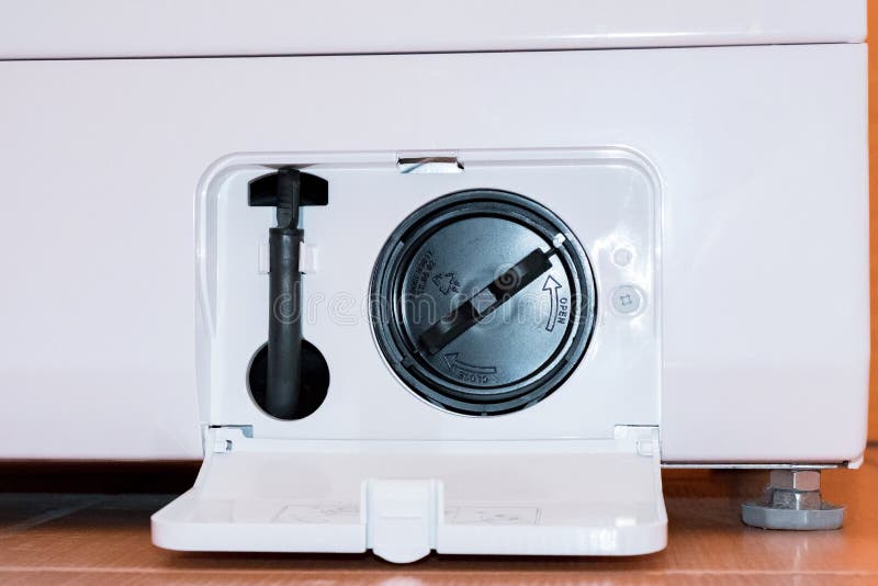 Washing Machine with an Open Filter Cover Stock Image - Image of door ...