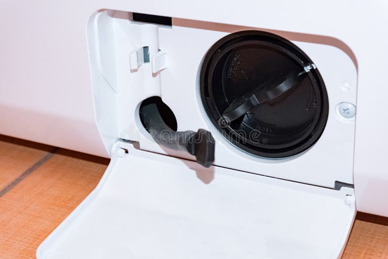 Washing Machine with an Open Filter Cover Stock Image - Image of ...