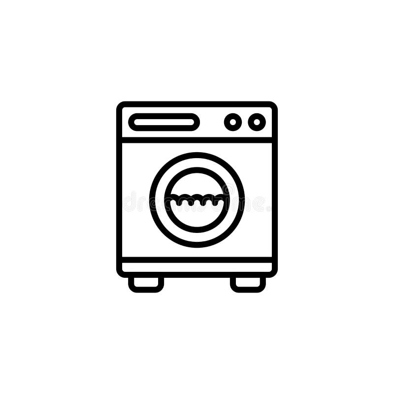 Washing Machine Outline Icon, Logo, and Illustration Stock Vector ...