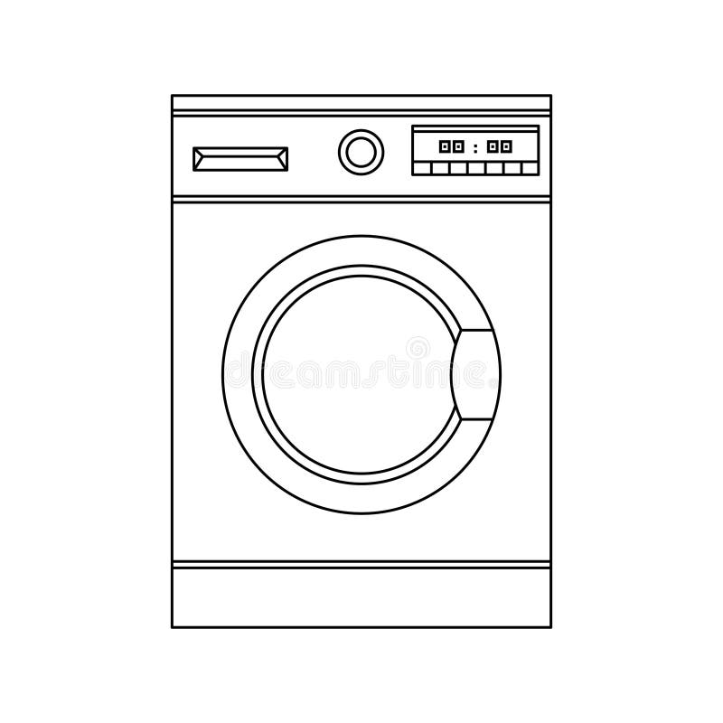 Washing Machine Outline Illustration on White Background Stock ...