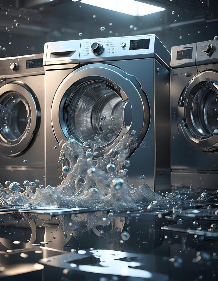 Washing Machine Overflowing with Water. Generative AI Stock Image ...