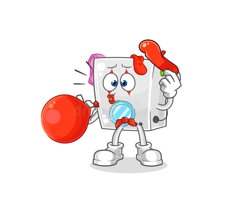 Washing Machine Pantomime Blowing Balloon. Cartoon Mascot Vector Stock ...