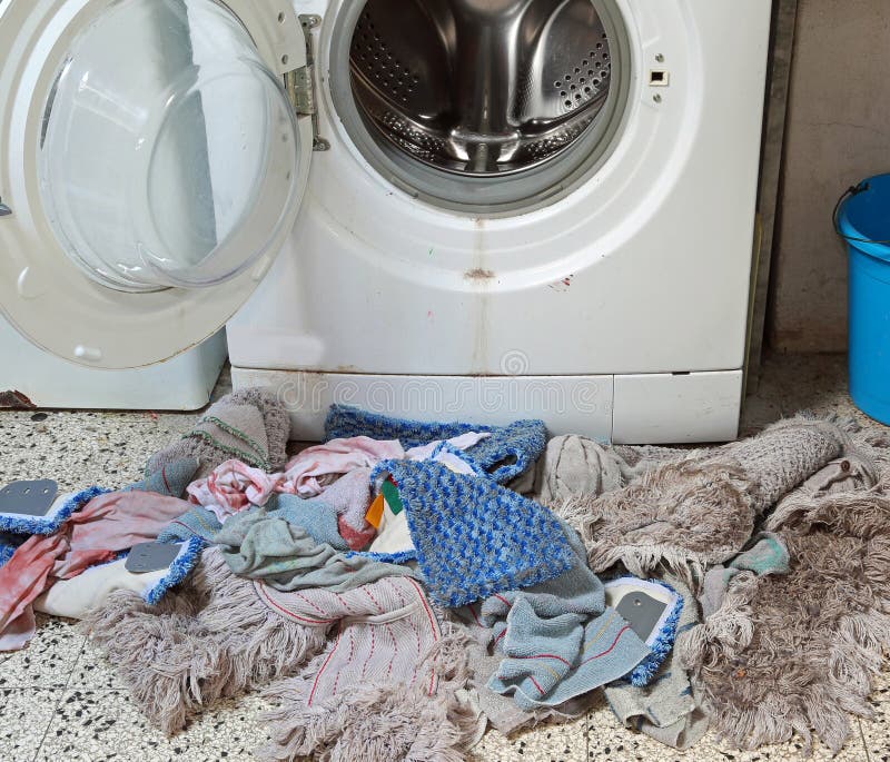 Washing Machine and Many Dirty Rags Stock Photo - Image of machine ...