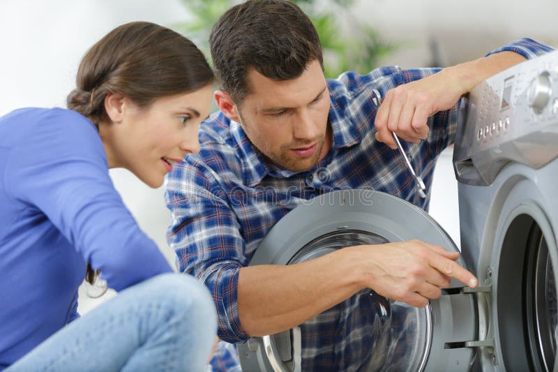 Washing Machine Repair Technician Washer Service Stock Image - Image of ...