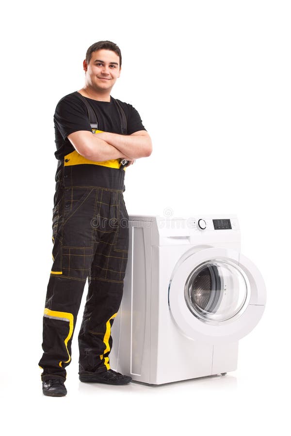 Washing machine repairman stock photo. Image of equipment - 31649500