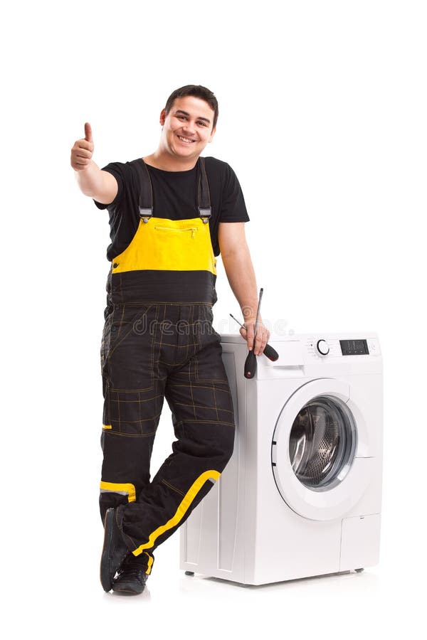 Washing machine repairman stock photo. Image of equipment - 31649500
