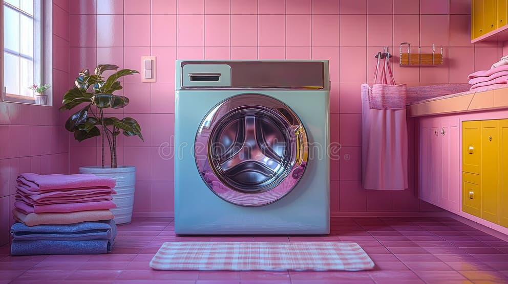 Washing Machine in a Retro Washing Machine Stock Photo - Image of ...