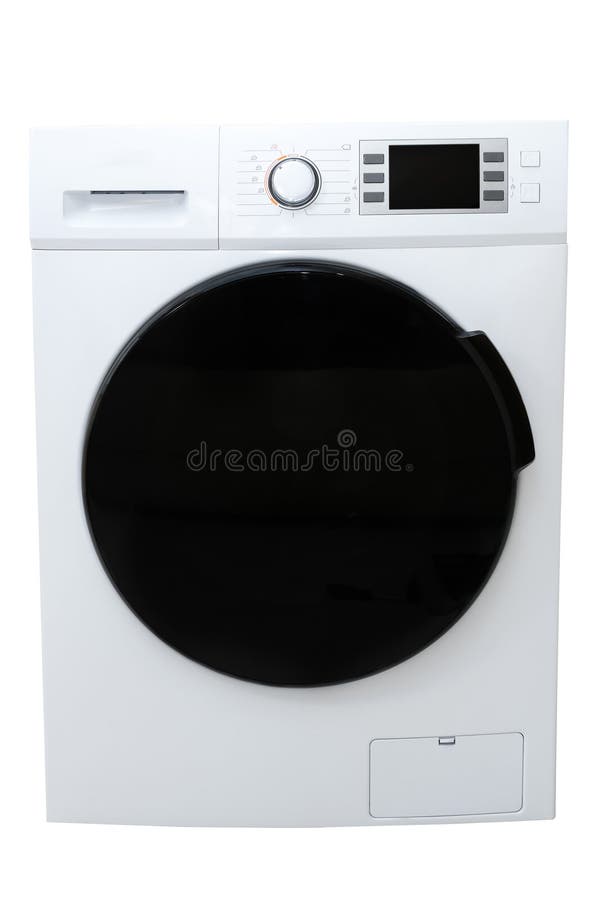 Washing Machine with Screen on Panel Isolated on White Stock Photo ...