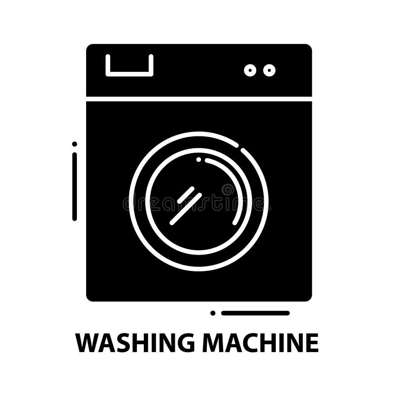 Washing Machine Sign Icon, Black Vector Sign with Editable Strokes ...