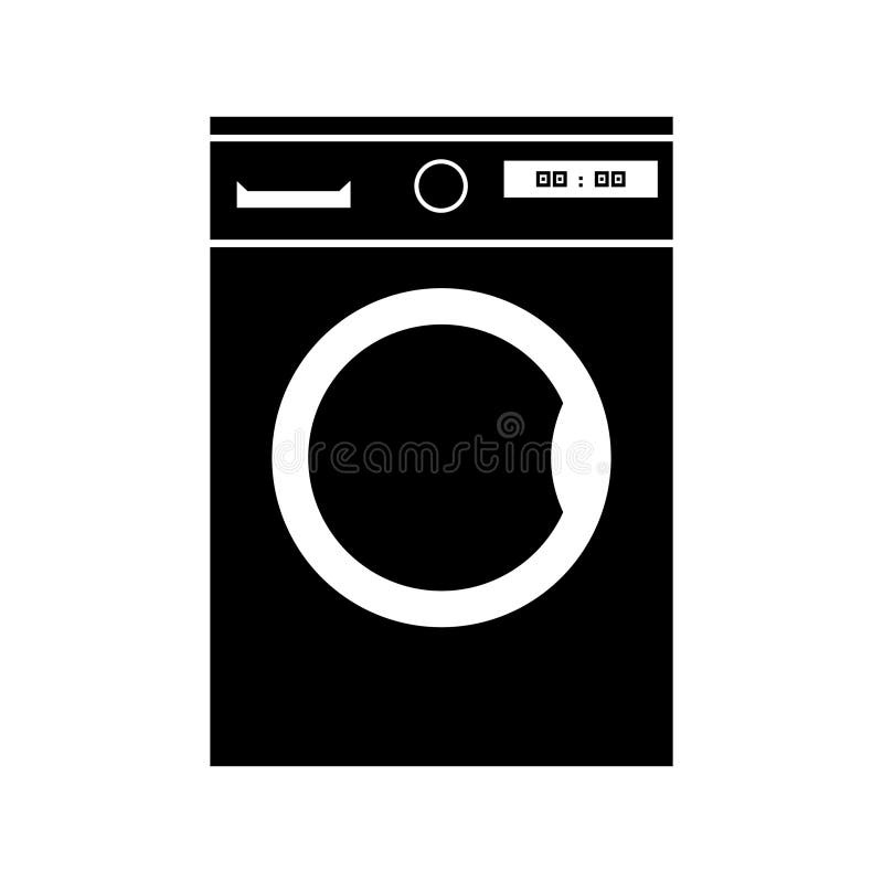 Washing Machine Silhouette. Black and White Icon Design Elements on ...