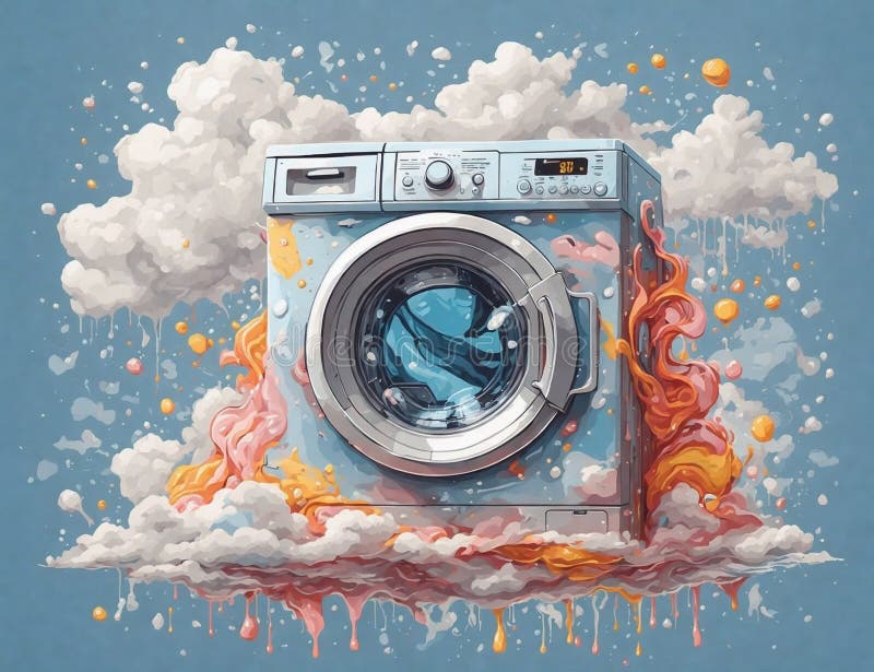 Washing machine in the sky stock illustration. Illustration of service ...