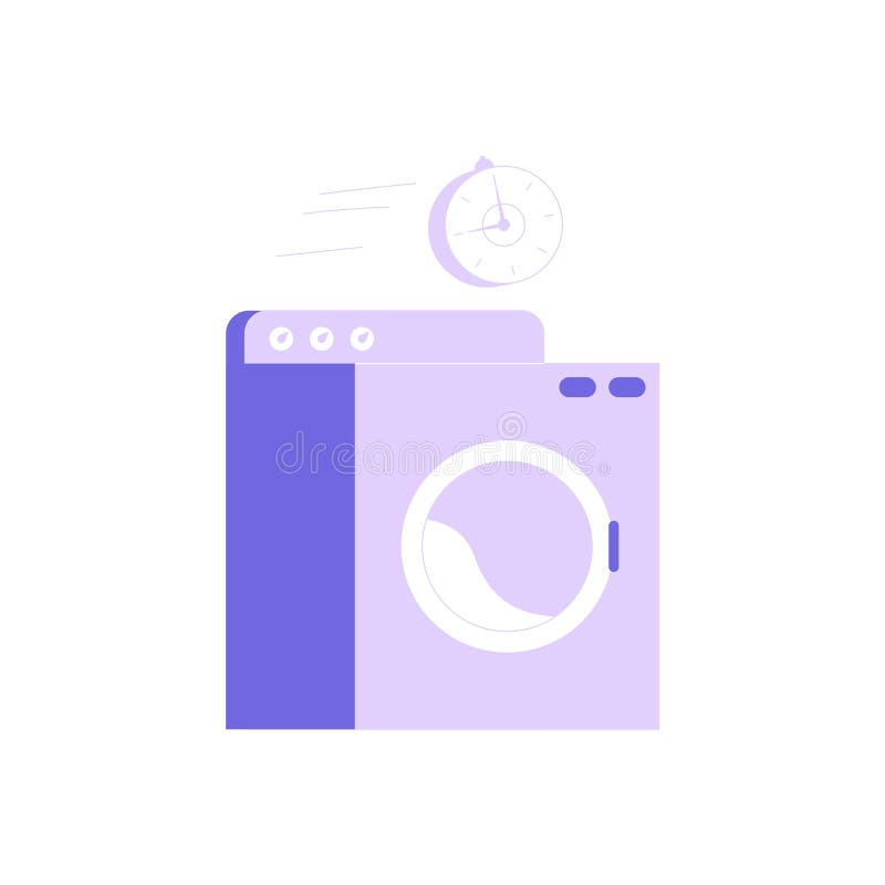 Public Laundromat Washing Machine with Speed Timer in Flat Vector ...