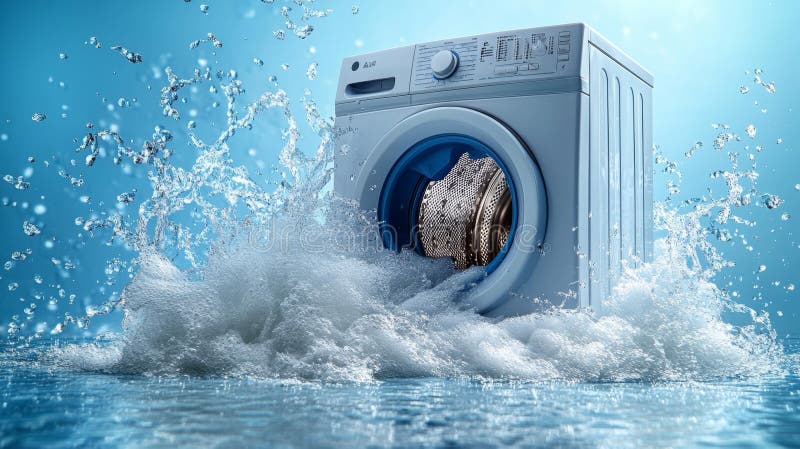Washing Machine with Splashing Water Generative AI Stock Illustration ...