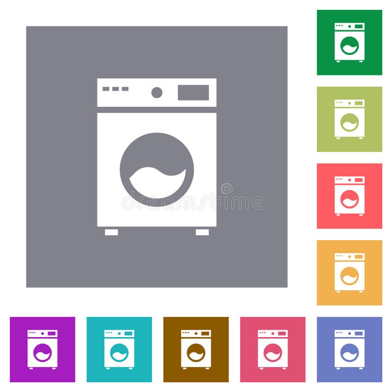 Washing Machine Square Flat Icons Stock Vector - Illustration of ...