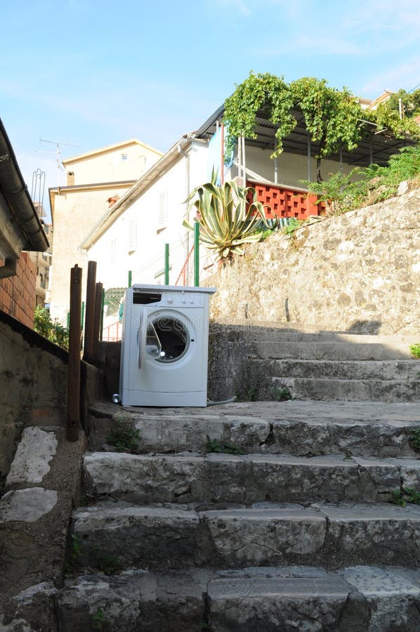 Washing Machine on a Street Stock Image - Image of road, building ...