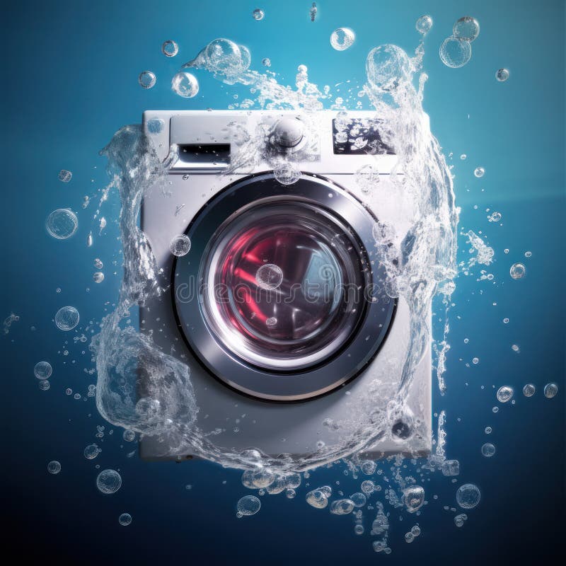 Washing Machine Submerged in Water Surrounded by Air Bubbles ...