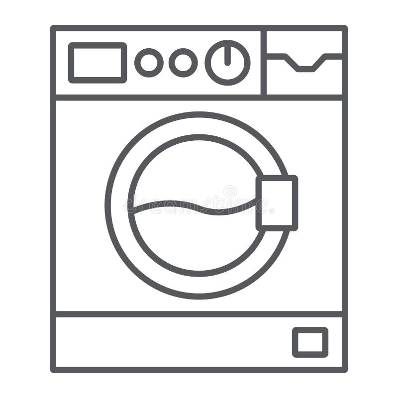 Washing Machine Thin Line Icon, Appliance and Wash, Laundry Sign ...