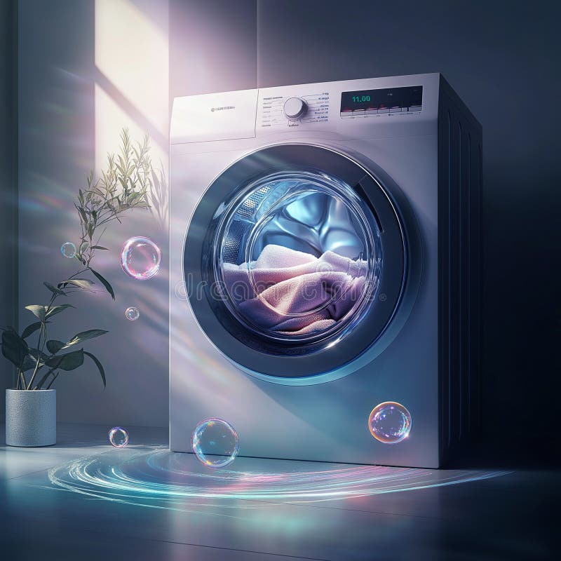 Whimsical Wash Cycle stock illustration. Illustration of appliance ...