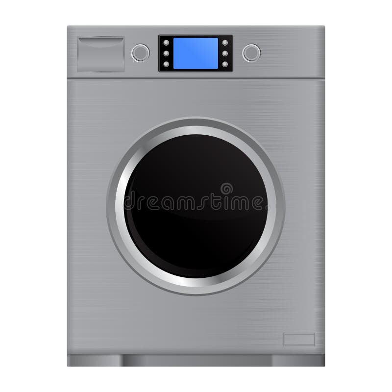Washing Machine. Set of White and Metallic Surface Stock Vector ...