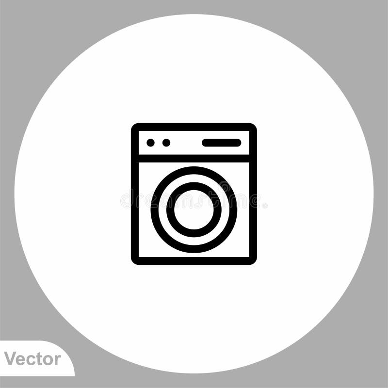 Washing Machine Vector Icon Sign Symbol Stock Vector - Illustration of ...