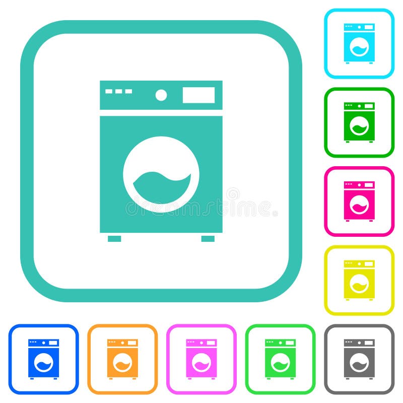 Washing Machine Vivid Colored Flat Icons Stock Vector - Illustration of ...