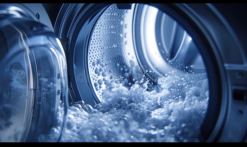Washing Machine with Water. Closeup View Stock Image - Image of closeup ...