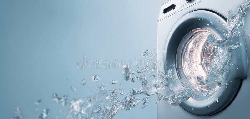 Water Splashing Out of the Washing Machine Drum, in a Closeup View ...
