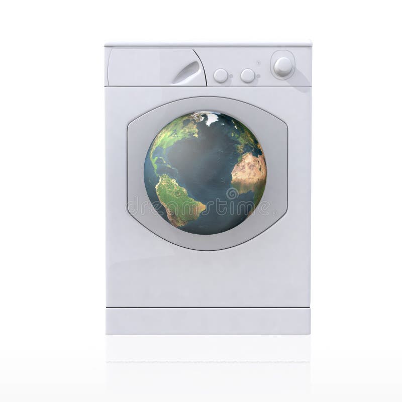 Washing Machine with the World Inside Stock Illustration - Illustration ...