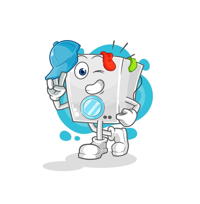 Washing Machine Young Boy Character Cartoon Stock Vector - Illustration ...
