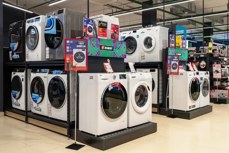 Washing Machines in Appliance Store. Minsk, Belarus, 2023 Editorial ...