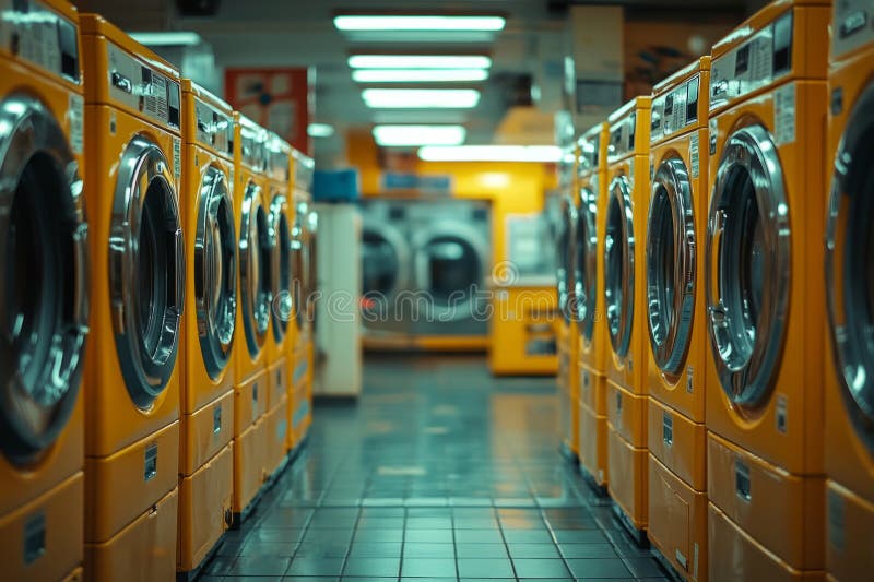 Washing Machines for Sale in a Bright Store Stock Image - Image of ...