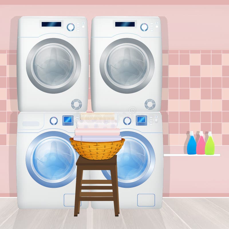 Set Of Washing Machines Stylized Isolated Stock Vector - Illustration ...