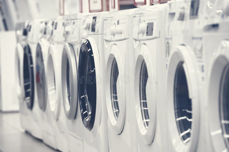Washing Mashines in Appliance Store Stock Image - Image of luxury ...