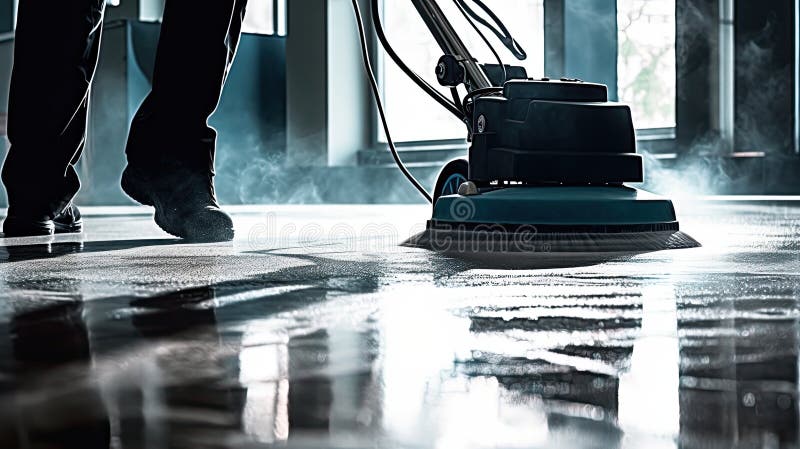 Washing Office Floor with Machine Stock Image - Image of polishing ...