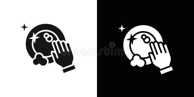 Washing Plate Icon Flat Vector Set Outline Stock Vector - Illustration ...