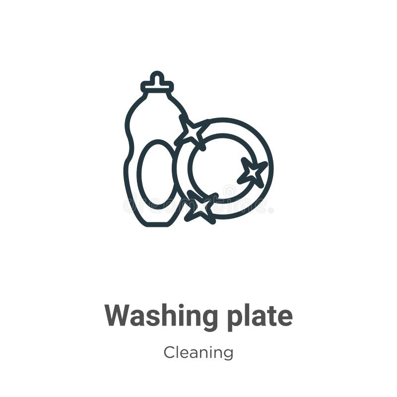 Washing Plate Outline Vector Icon. Thin Line Black Washing Plate Icon ...