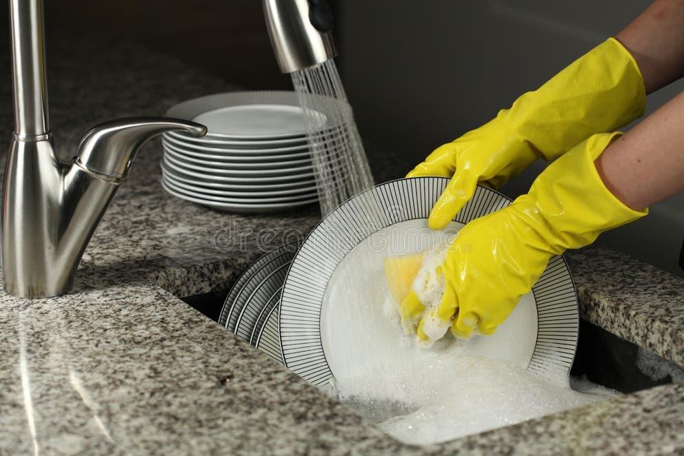 Washing a plates stock image. Image of housework, furniture - 26155577
