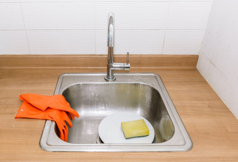 Washing Plates with Detergent and Gloves Stock Photo - Image of hygiene ...