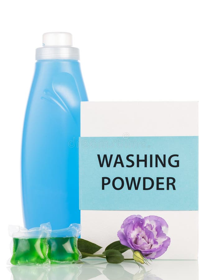 Washing Powder and Cleaner Containers Stock Photo - Image of green ...