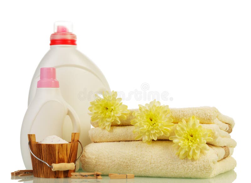 Washing Powder and Cleaning Items with Flowers Stock Image - Image of ...