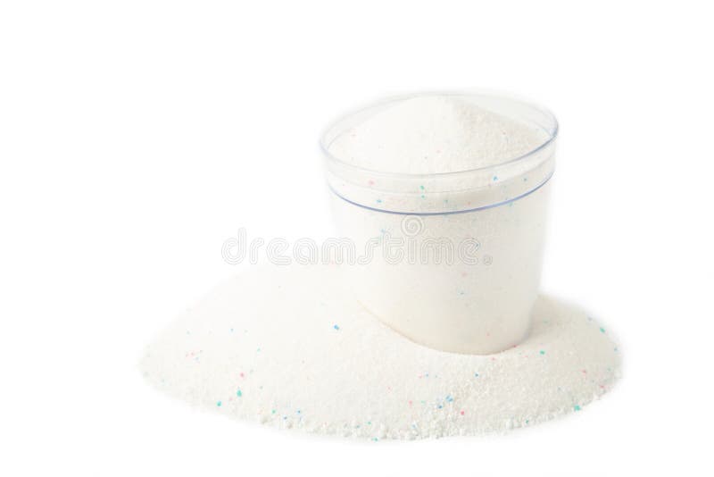 Washing Powder in a Measuring Cup Isolated on a White Background Stock ...