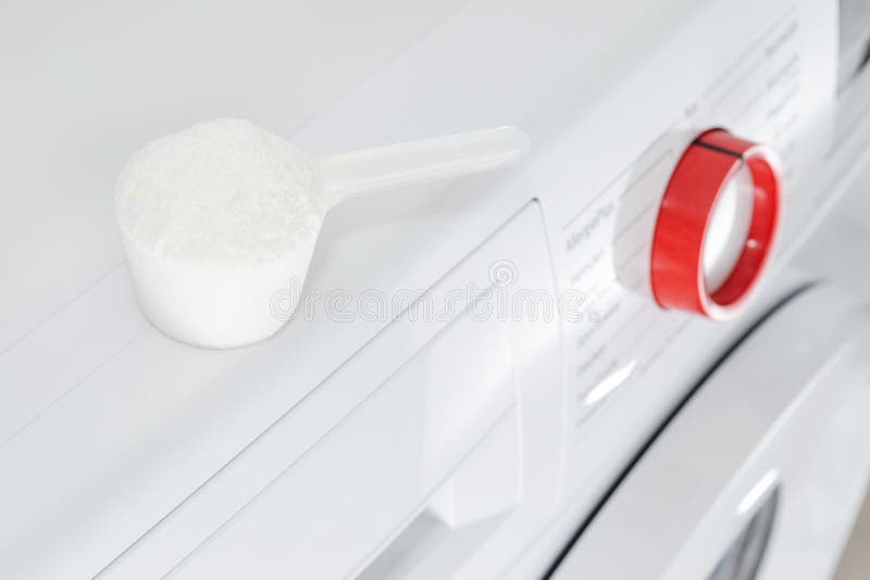 Washing Powder Over Washing Machine Stock Image - Image of household ...