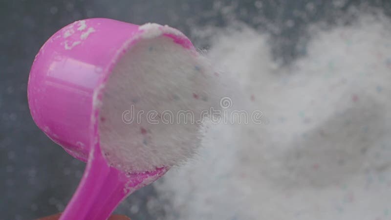 Washing Powder in Plastic Spoon on Table Stock Footage - Video of ...