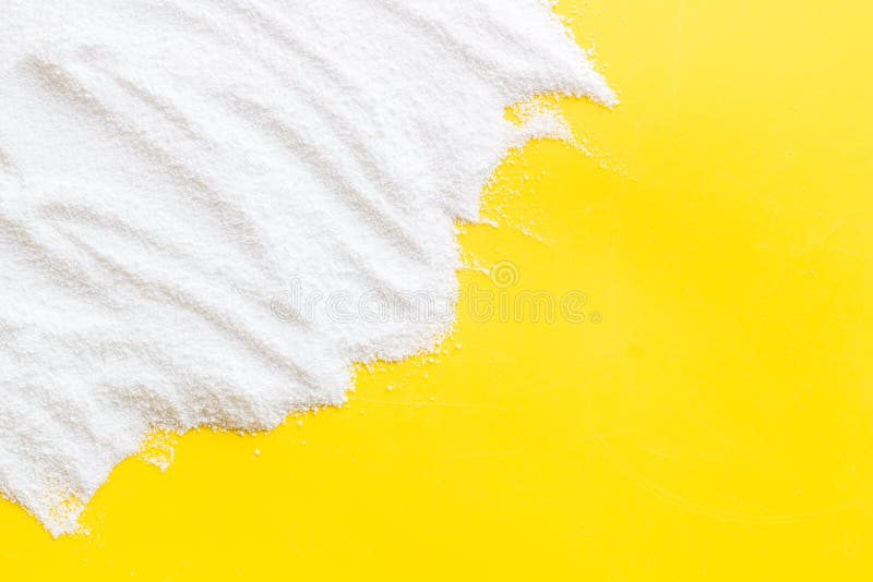 Washing Powder Scattered on Yellow Background Top View Frame Copy Space ...