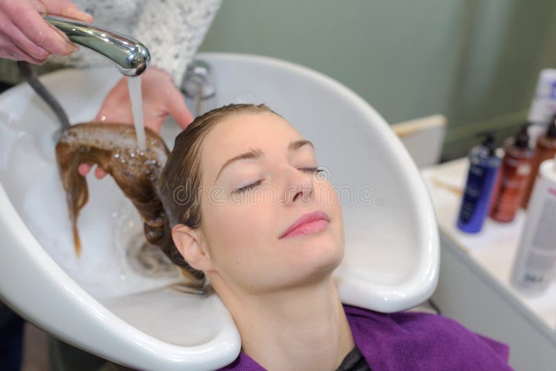 Washing Procedure at Hairdressers Stock Photo - Image of hair, salon ...