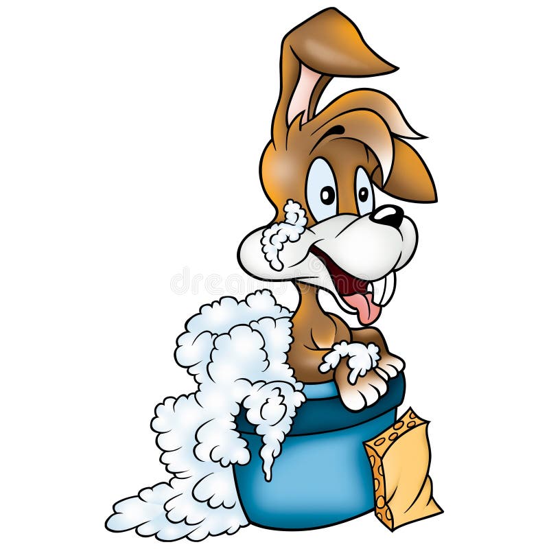 Washing rabbit stock illustration. Illustration of humorous - 1971534