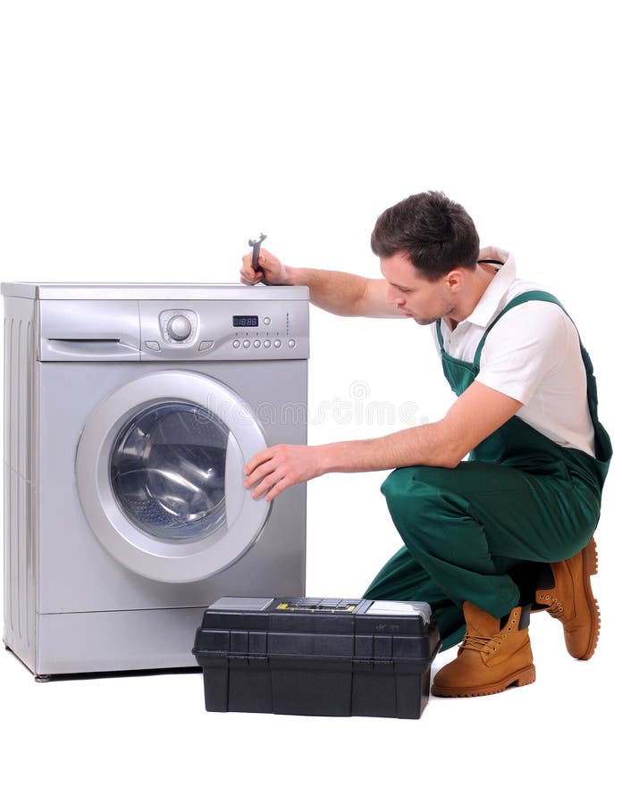 Washing machine repairman stock photo. Image of equipment - 31649500