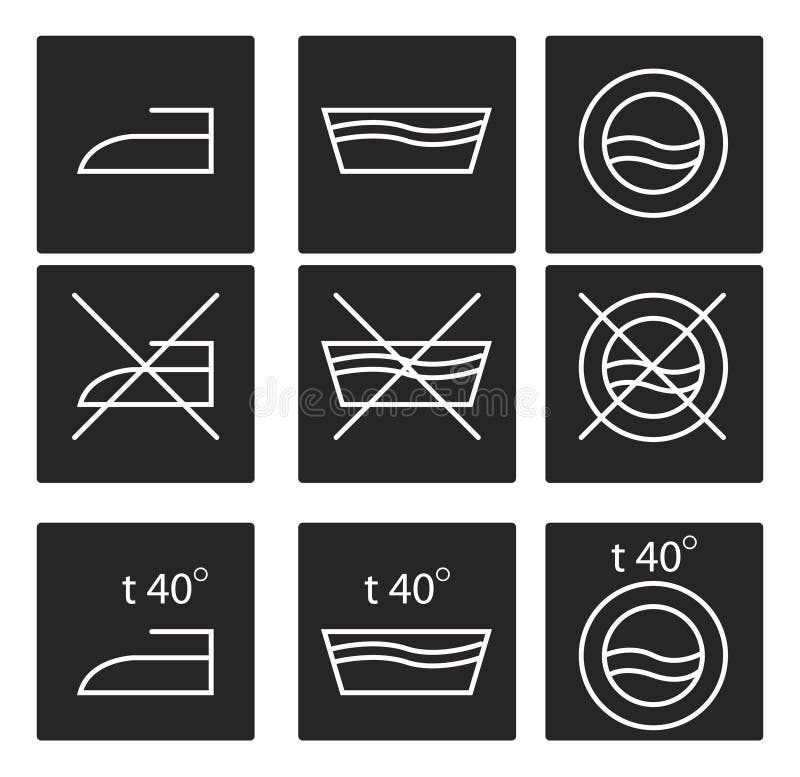 Washing signs icon set stock illustration. Illustration of information ...