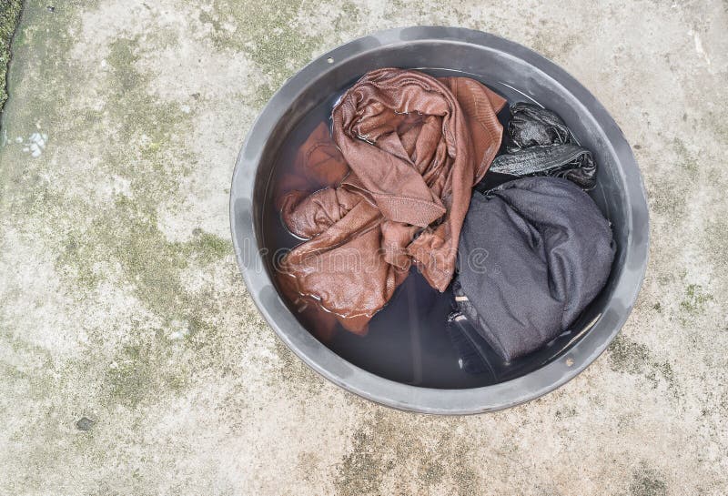 Washing Soak Dirty Clothes in the Basin Black for Clean Stock Image ...